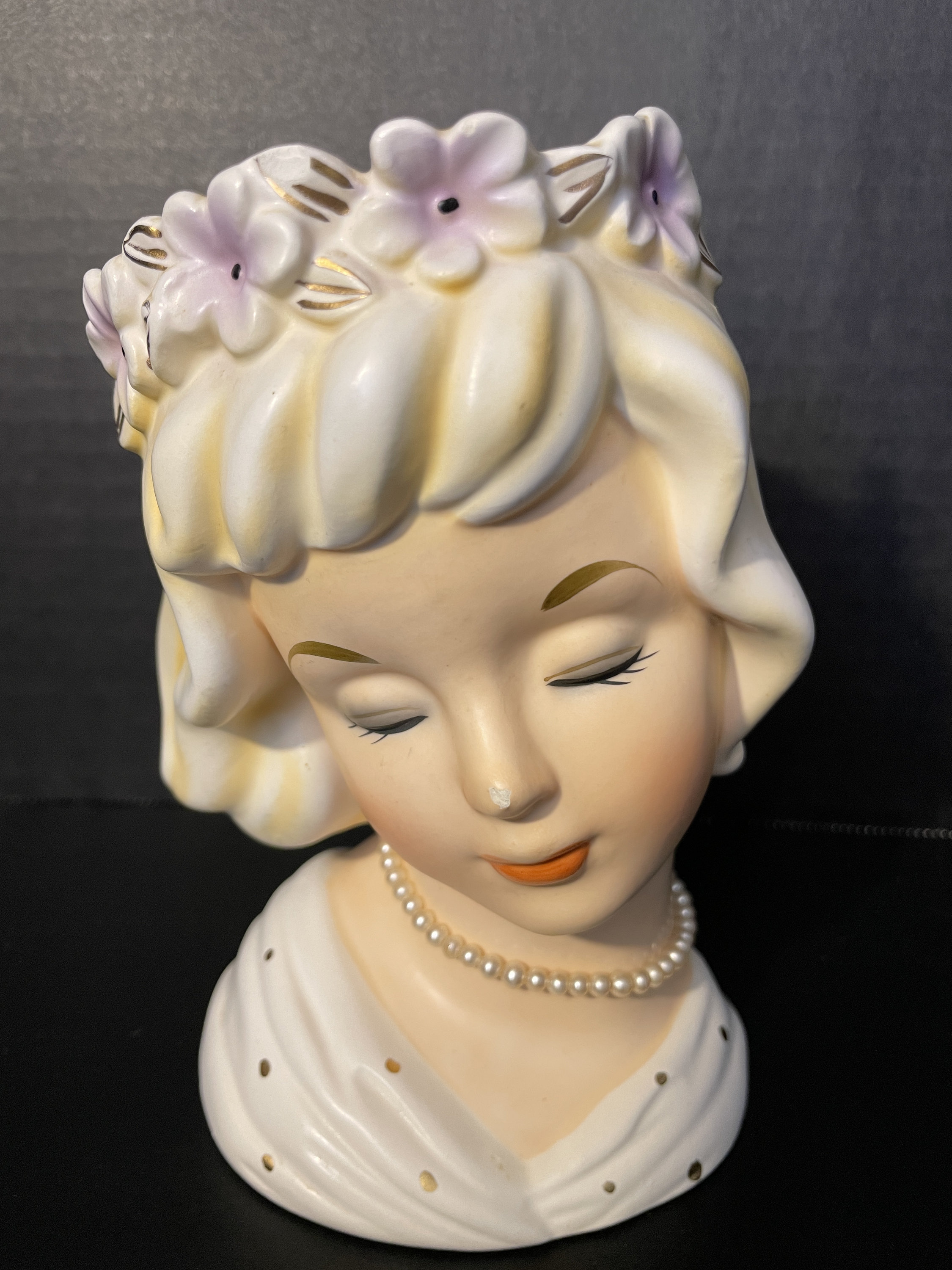 Vintage NAPCO 1962 Beautiful Head Vase With Necklace and | Etsy