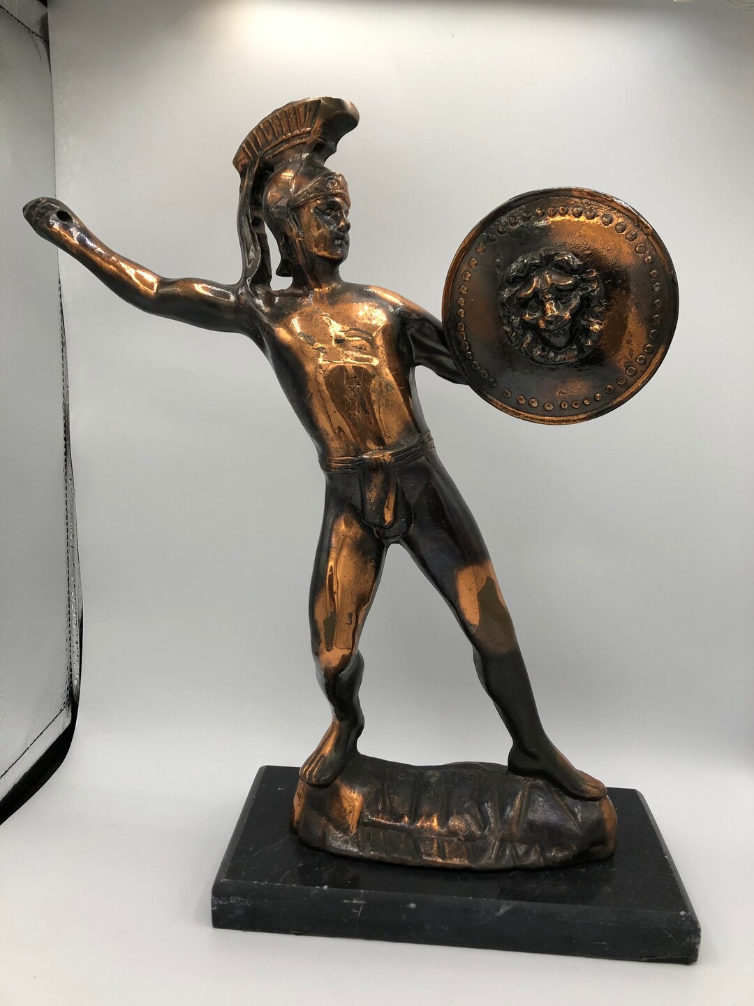 Bronze Gladiator Statue on Marble Base MCM - Etsy