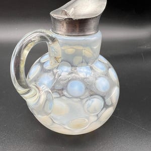 Antique White Opalescent Glass Coin Dot Syrup Pitcher - Etsy