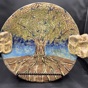 Studio Art Pottery Tree of Life Tray Platter Artist Signed - Etsy