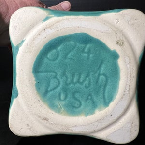 Vintage Early Brush Mccoy Pottery 1930's Matte Green Ribbed Pedestal ...