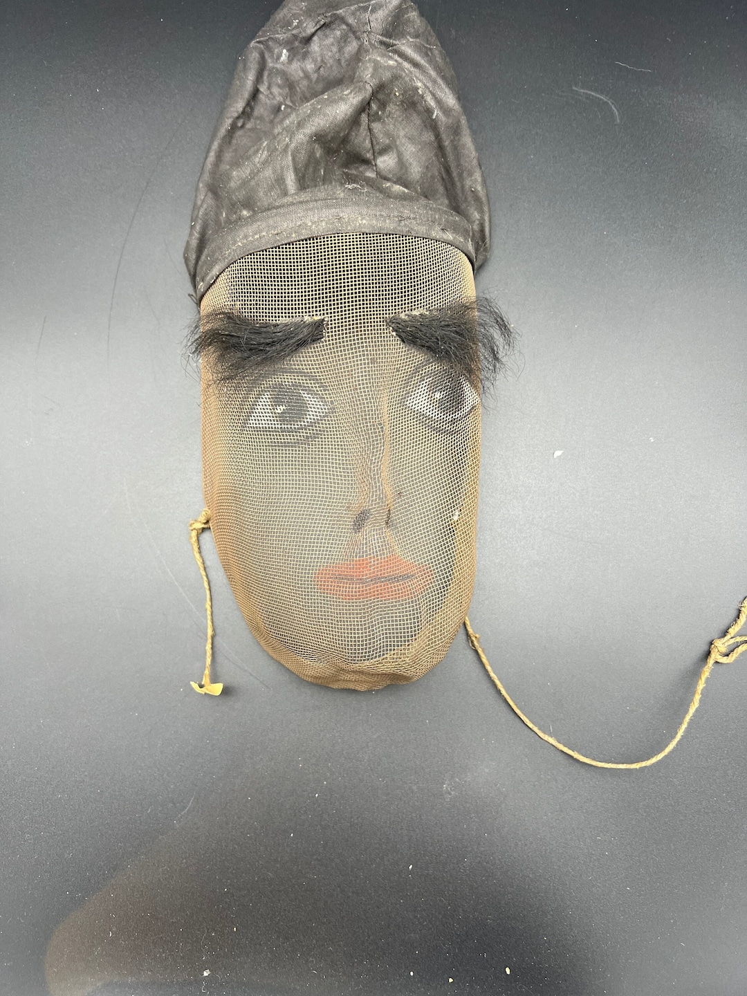 Antique Odd Fellows IOOF Ceremonial Wire Mesh Mask Human Hair Hand ...