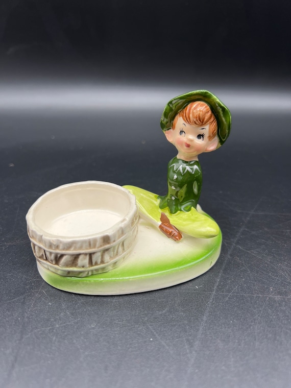 Enesco Pixie Elf Kitchen Ring Dish Holder 1950's - Gem