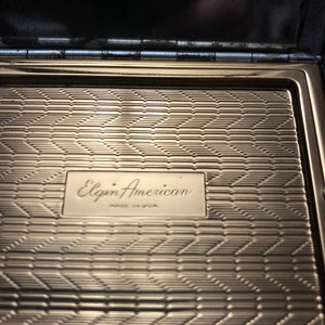 Vintage Elgin American Powder Compact Silver Copper and Gold Stripes ...