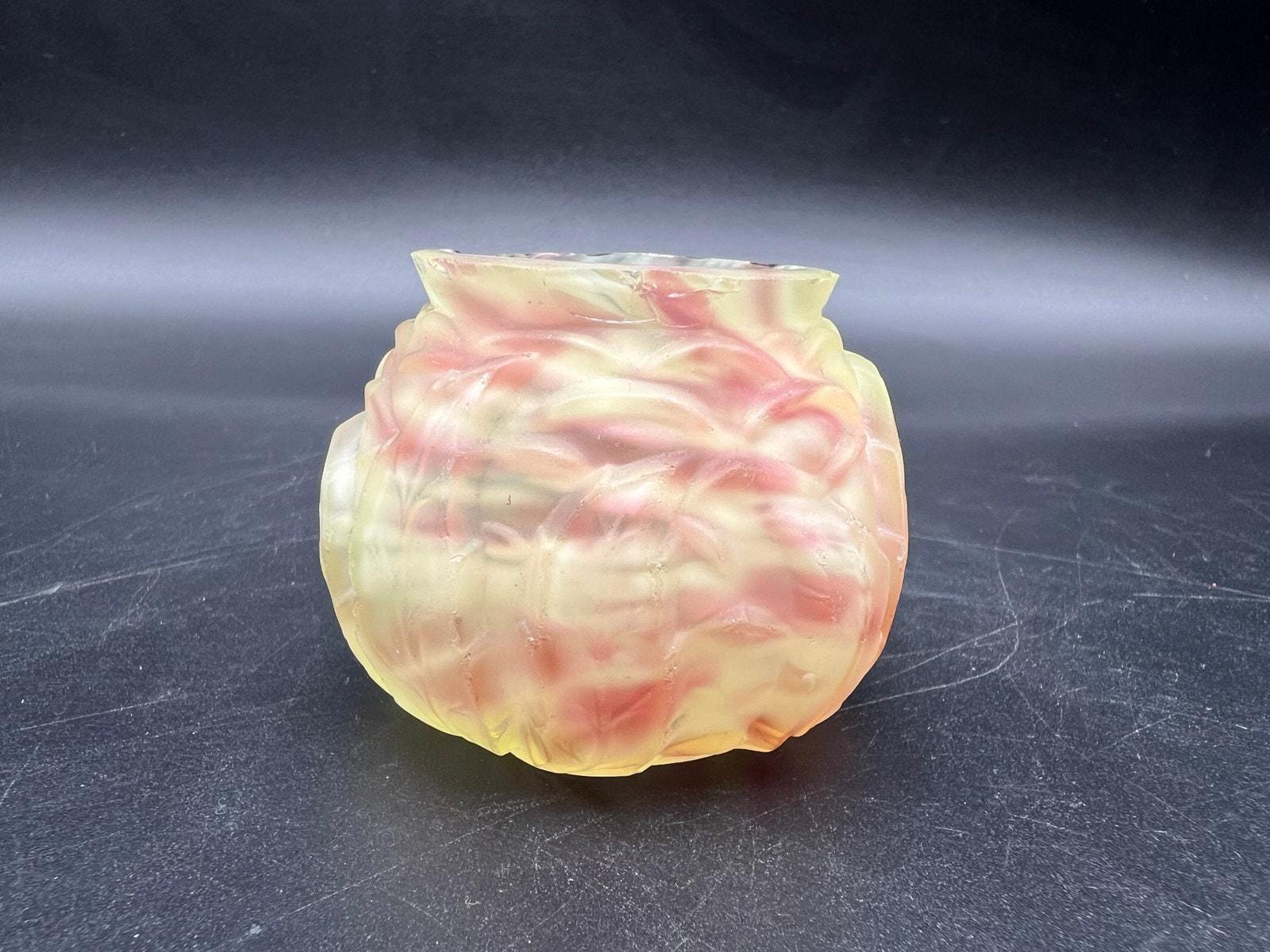 Antique Northwood Glowing Satin Glass #333 Leaf Mold Cranberry Splatter ...