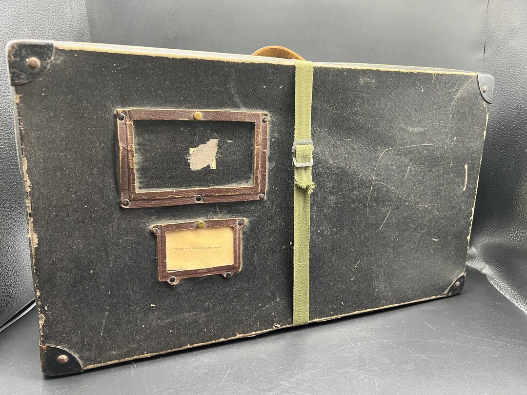 Vintage Cardboard Mailable Luggage WW II Leather Handle and Metal ...