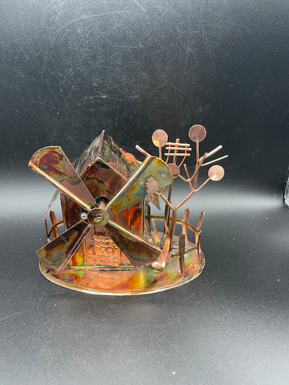 Vintage Chinese Craftsman Copper Metal Windmill Music Box - Etsy