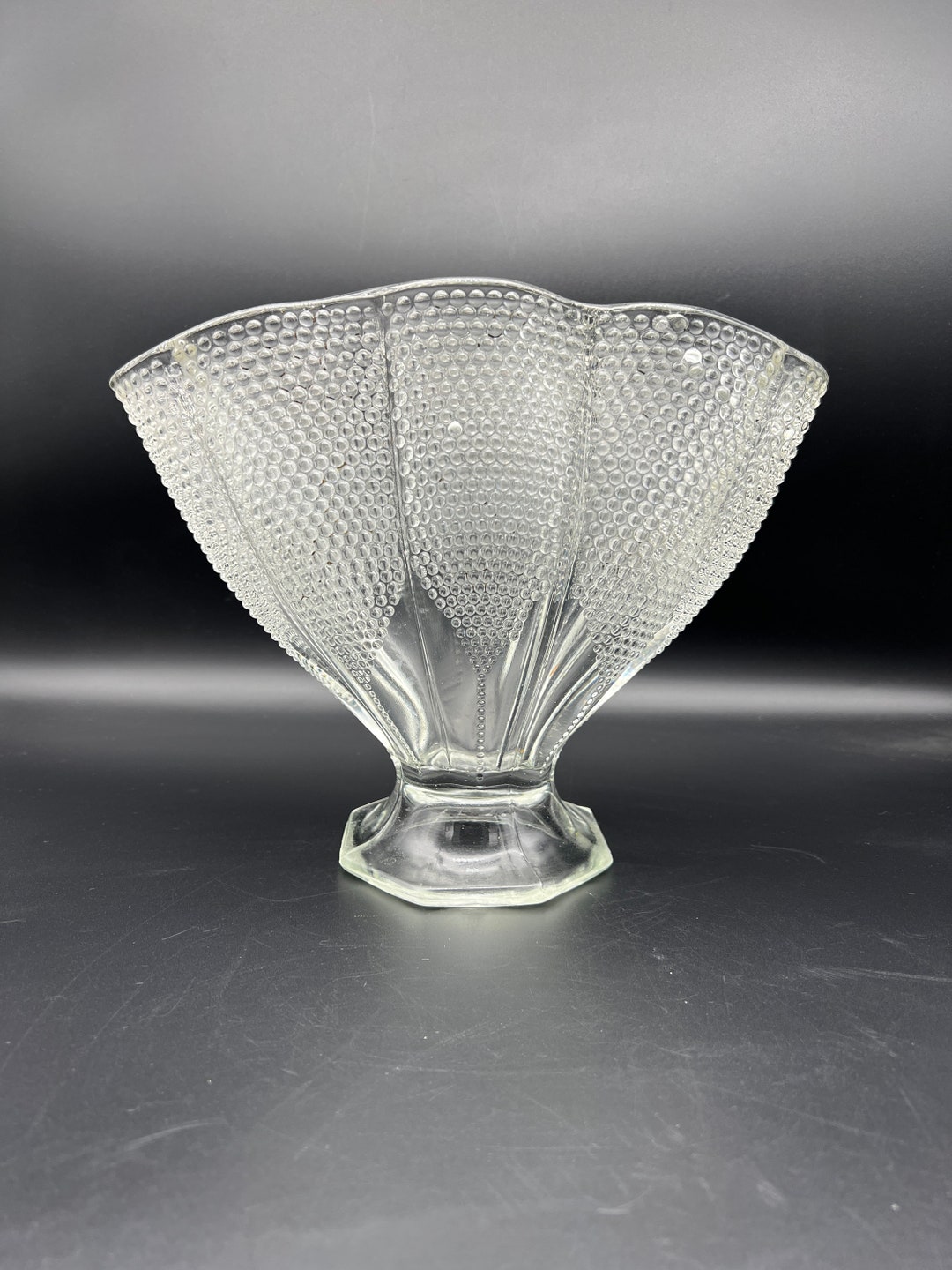 Duncan Miller Hobnail Clear Glass Fan Vase 1930's - Etsy