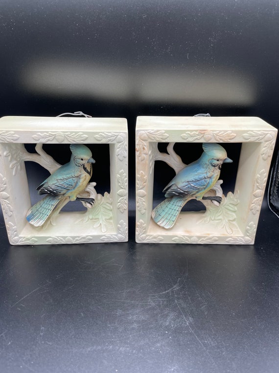 Vintage Bisque Lefton Blue Jay Wall Plaque 2437-B Set of 2 - Etsy