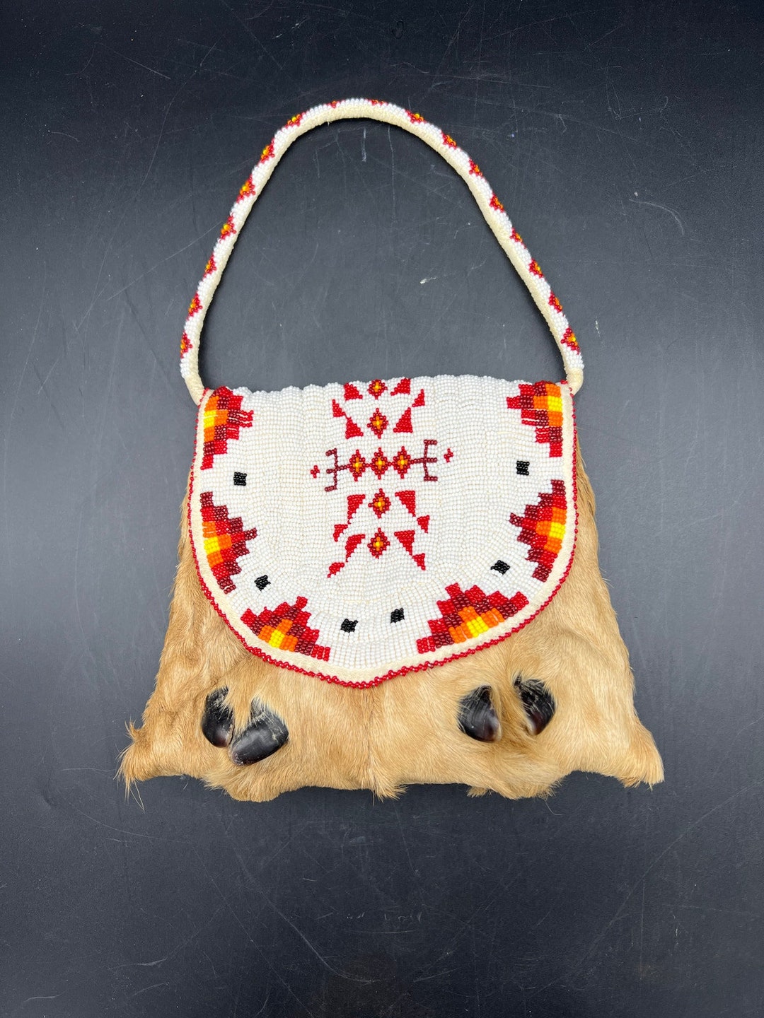 Unusual Native American Lakota Sioux Beaded White Tailed Deer Bag With ...