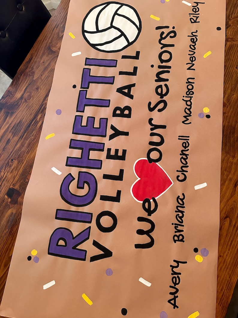 Volleyball Senior Banner Custom Painted Paper Banner Kraft Paper Banner ...