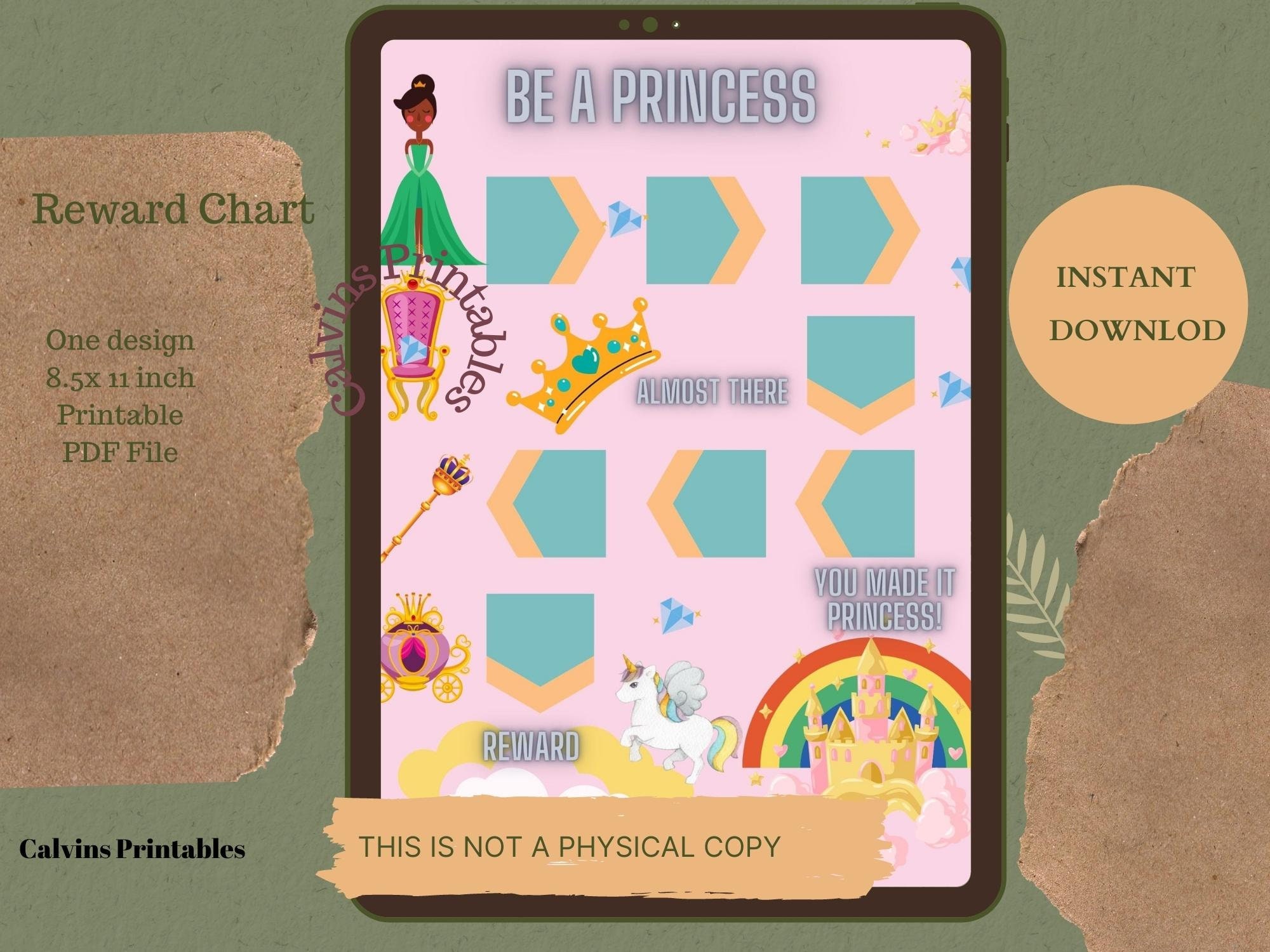 Printable Princess Game Reward Chart | Princess Kids Behavior Chart ...