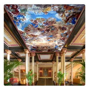 European Style Retro Hotel Lobby Angels Ceiling Wall Painting Living ...