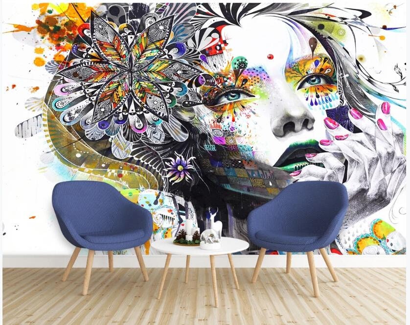 Custom Mural Wallpaper Color Hand Painted Abstract Graffiti - Etsy