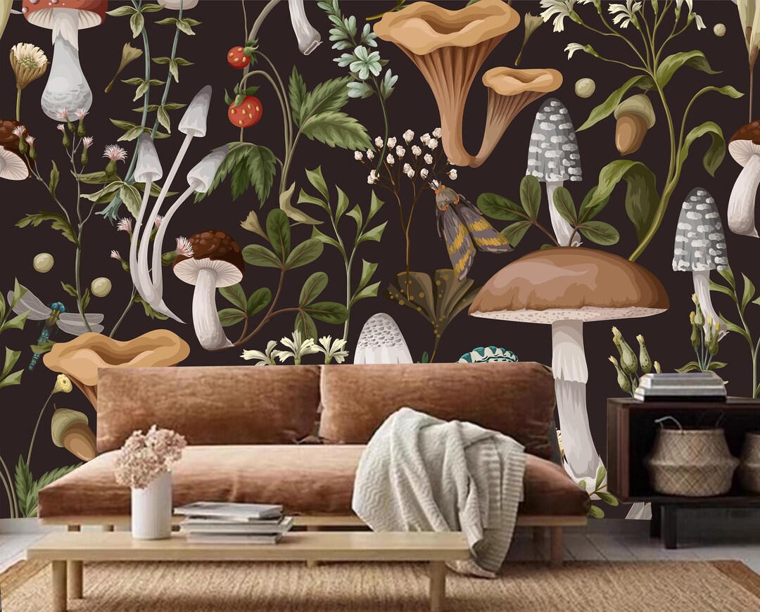 Autumn Mushrooms, Berries and Bugs Herbs and Leaves Plants Wallpaper ...