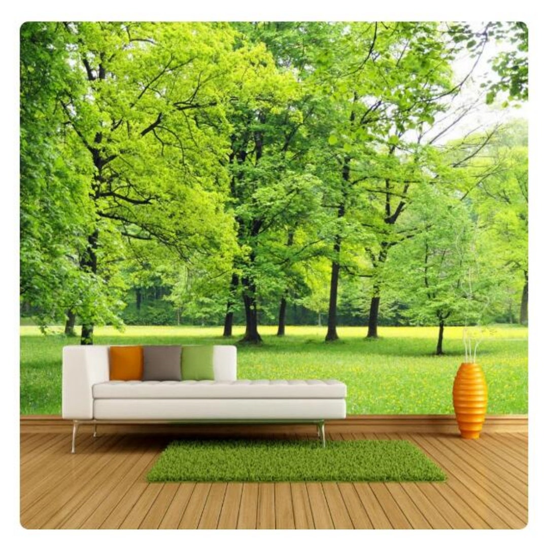 Green Forest Tree Wallpaper Wall Mural Home Decor for Living - Etsy