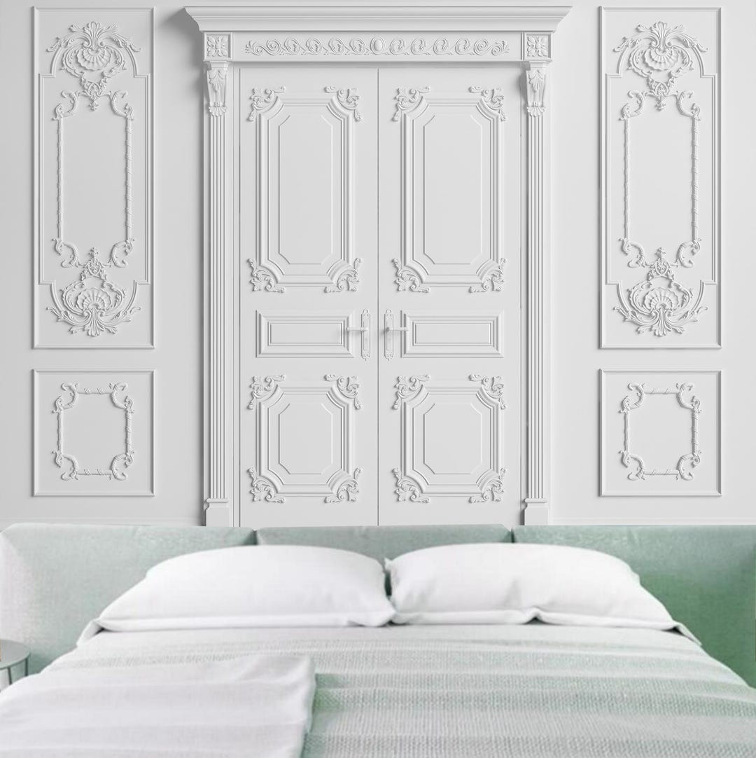 3D Classic Interior Cornice Moldings Doors Wallpaper Wall Mural Home ...