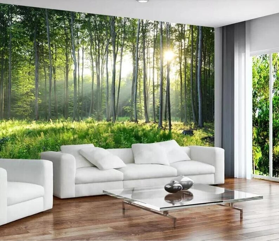 Trees Forest Home Decor Nature Landscape Nordic Forest Living Room Sofa ...