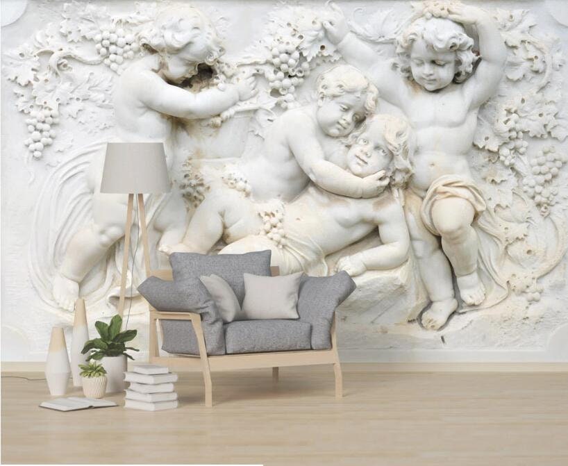 Custom Little Angels Wallpaper Mural: European Classical Oil Painting ...