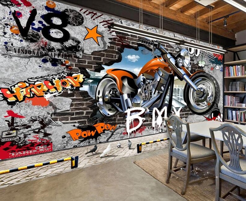 3D Wall Mural Personalized Customization Motorcycle Street Art - Etsy