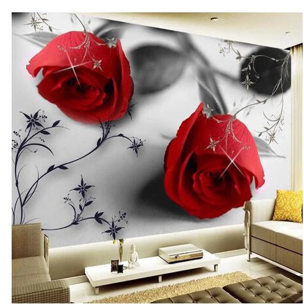 Red 3d Rose Wallpaper - Etsy