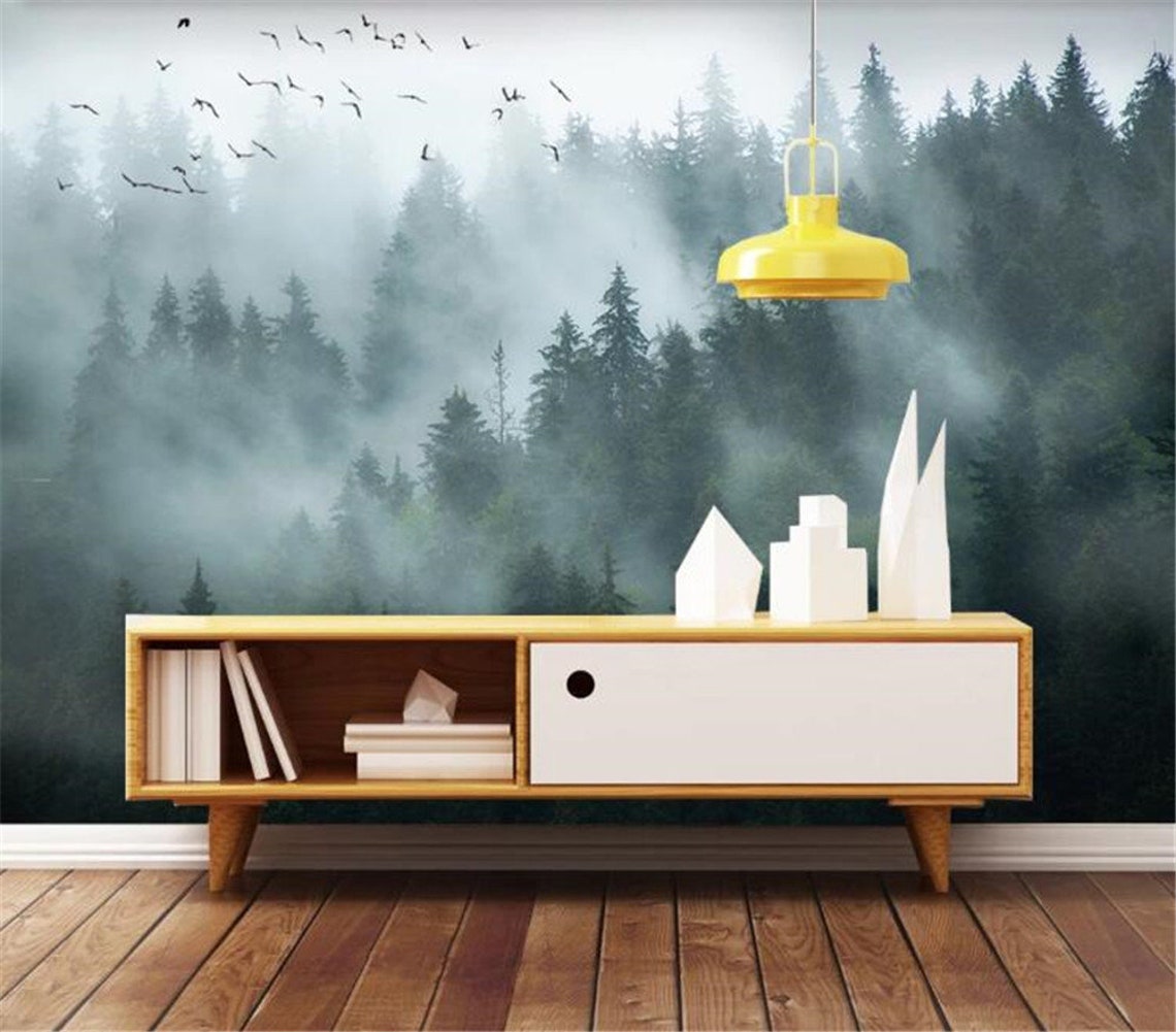 Nordic Minimalist Smoke Landscape Birds Forest Living Room Bedroom ...