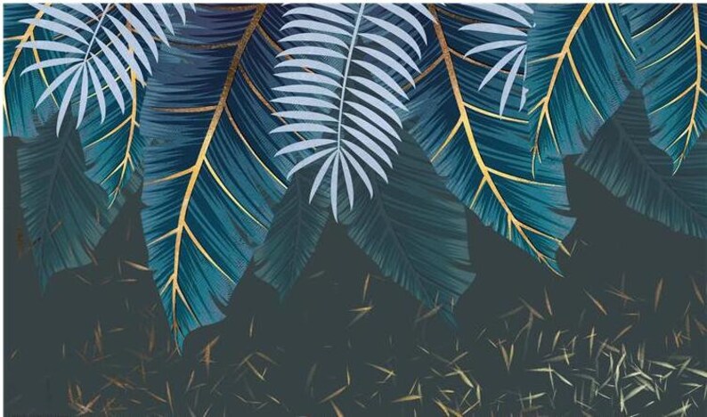 Tropical Palm Leaf Wallpaper Wall Murals Home Decor - Etsy