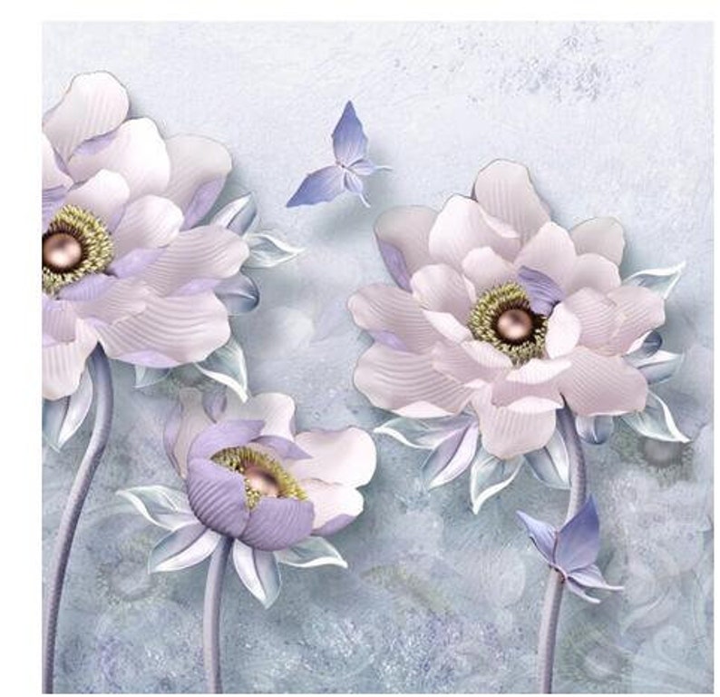 Custom Any Size Murals Wallpaper 3D Stereo Relief Flowers - Etsy