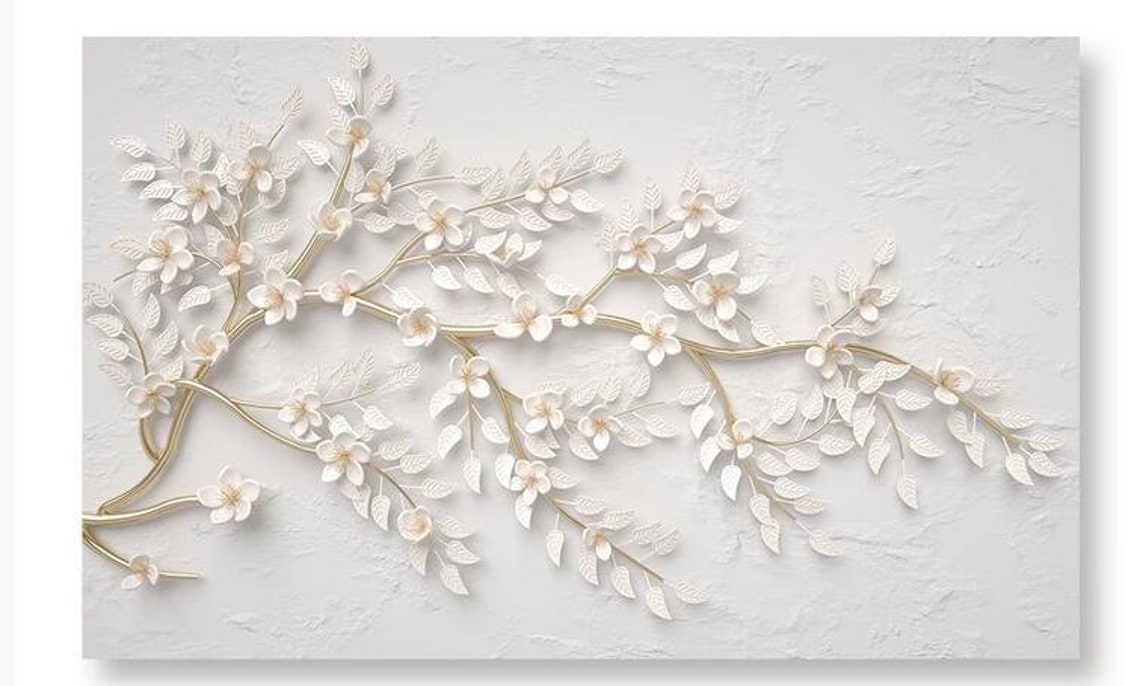 Vintage Hanging Plum Tree Wallpaper Hand Painted Embossed - Etsy