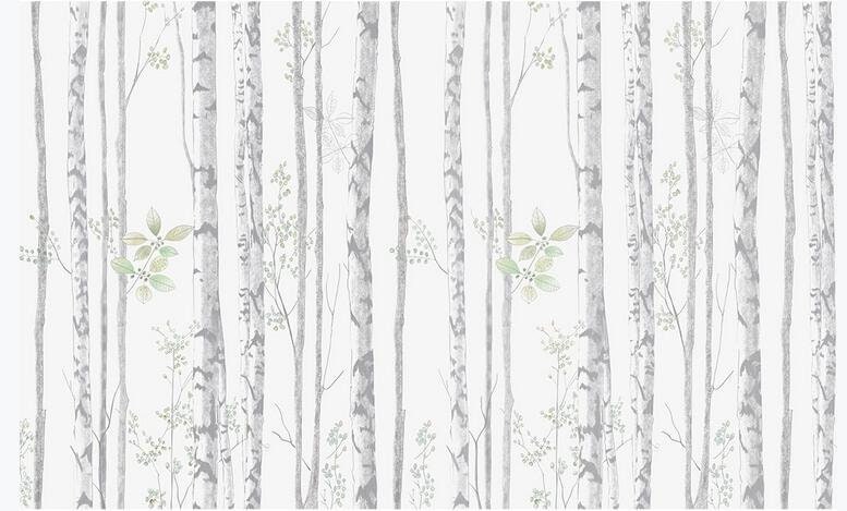 Cartoon Birch Forest Nursery Wallpaper Simple Trees Forest - Etsy