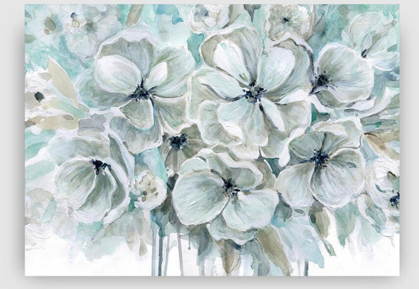Oil Painting Blue Poppy Flowers Floral Wallpaper Wall Mural | Etsy