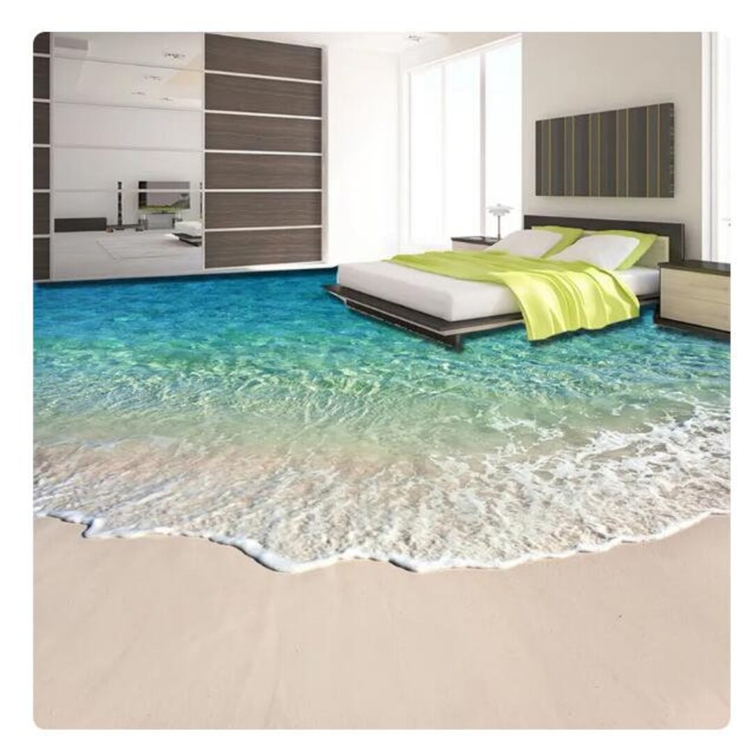 Floor Mural Photo Wallpaper Seawater Wave Flooring Sticker Bathroom ...