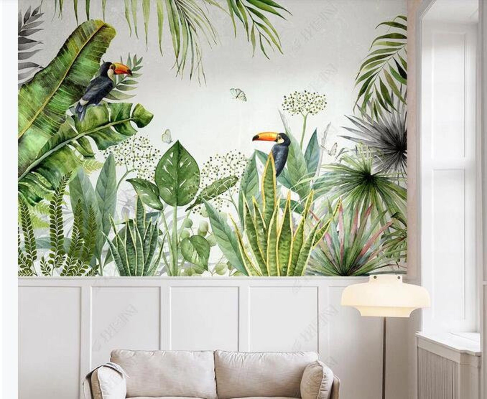 Tropical Plants Wallpaper Wall Mural Tropical Leaves and | Etsy