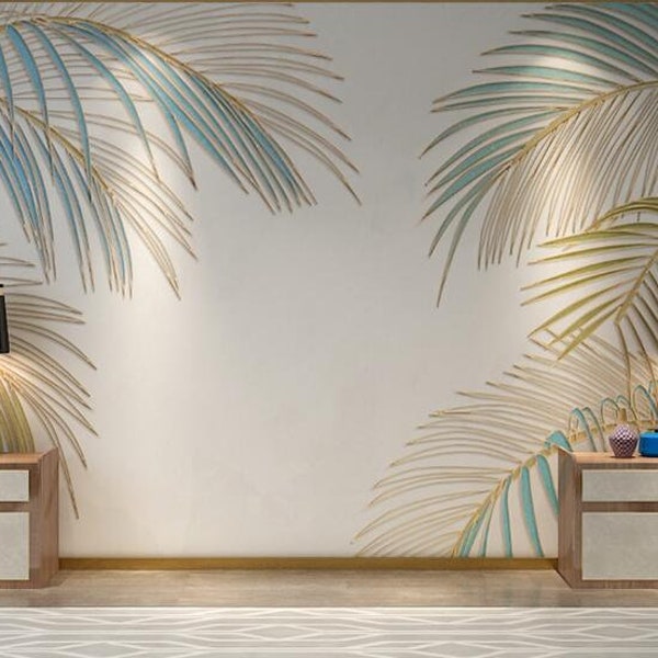 Palm Leaf Wallpaper - Etsy