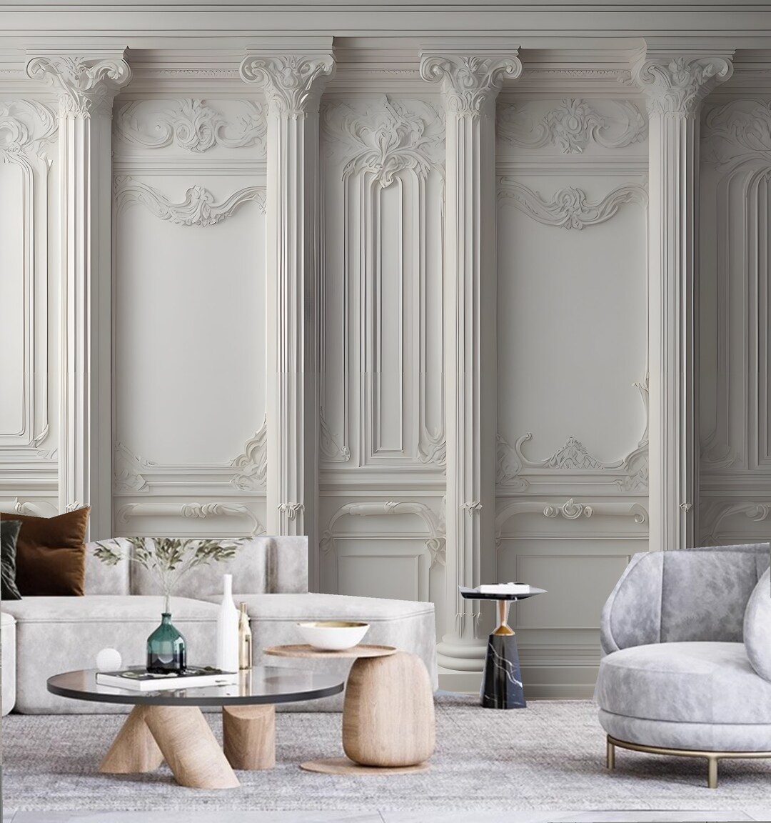 3D Roman Column Plaster Restaurant Cafe Living Room Wallpaper Wall ...