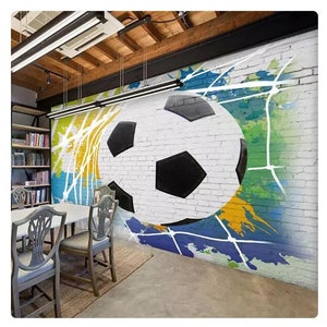 Cartoon Soccer Children's Room Kids Babies Nuysery Wallpaper Wall Mural ...
