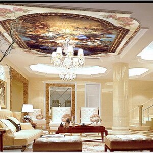 Europen Luxury Style Angels Ceiling Living Room Theme Hotel Wallpaper ...