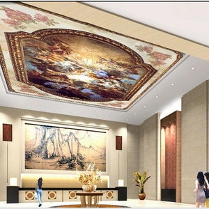 Europen Style Luxury Angels Ceiling Living Room Theme Hotel Wallpaper ...