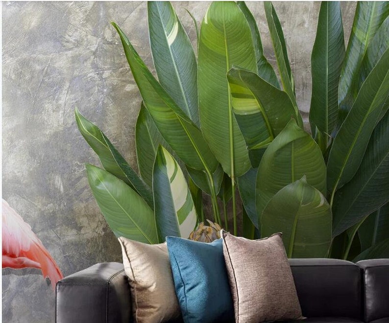 Tropical Rain Forest Leaf Tree Wall Mural Hand Painted Two - Etsy