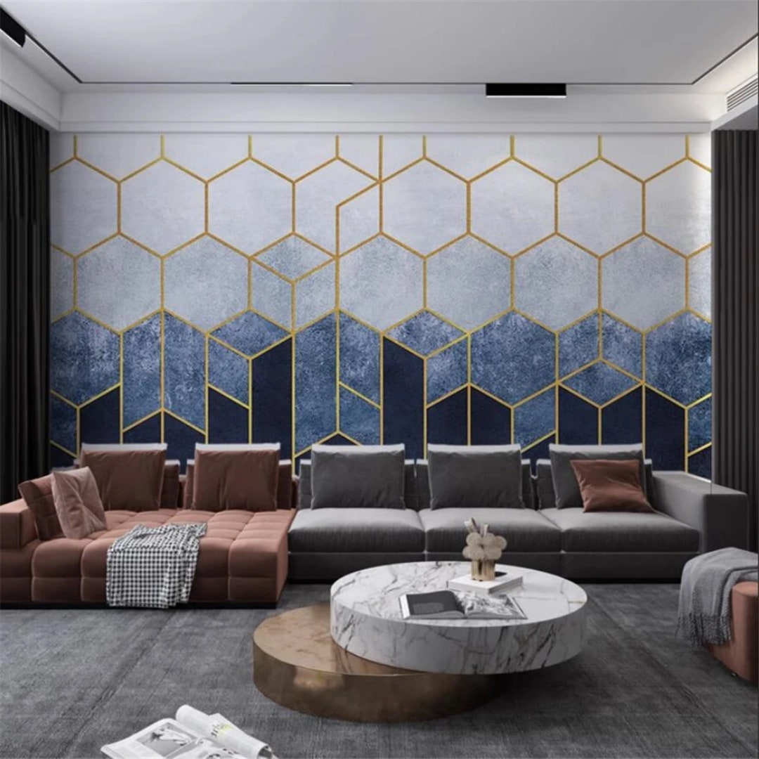 Geometric Polygon Wallpaper Mural: Abstract Art Home Decor - Etsy