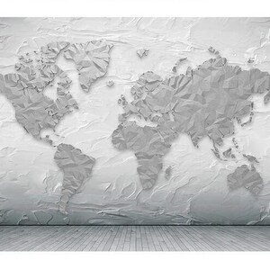 Modern Abstract World Map Wallpaper, 3D World Map Wall Murals Wall ...