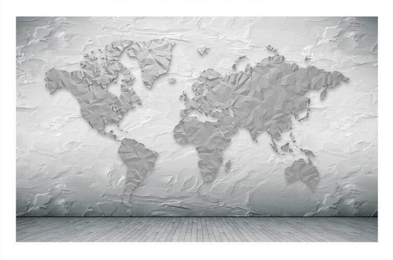 Modern Abstract World Map Wallpaper 3D World Map Wall Murals | Etsy
