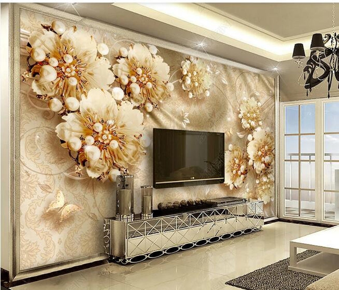 European Style Jewelry Flowers Photo Wallpapers Wall Murals - Etsy