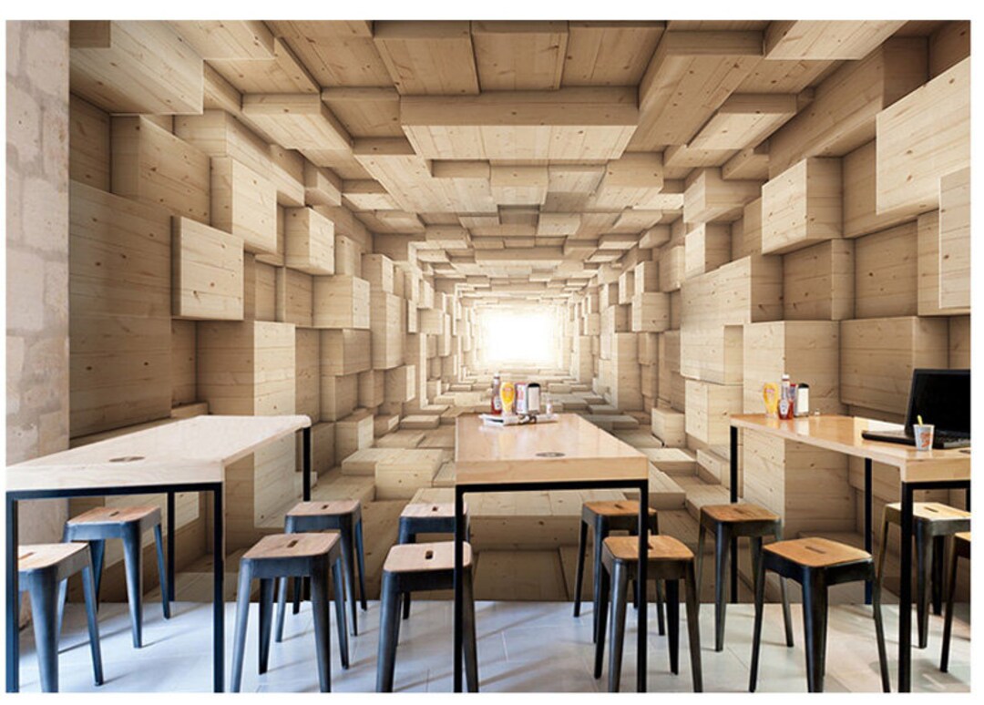 Modern Abstract Stereoscopic Space Brick Wallpaper, 3D Space Wall ...