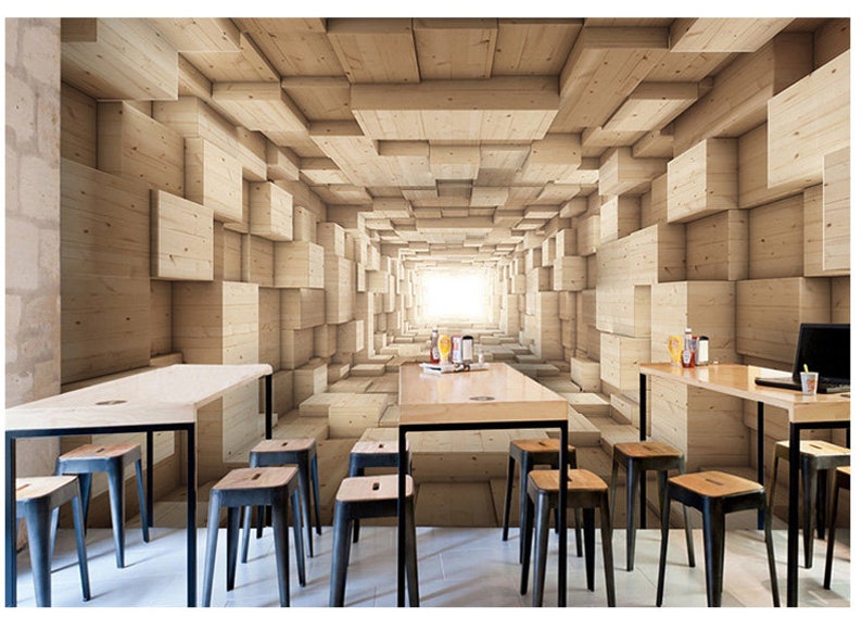 Modern Abstract Stereoscopic Space Brick Wallpaper 3D Space - Etsy