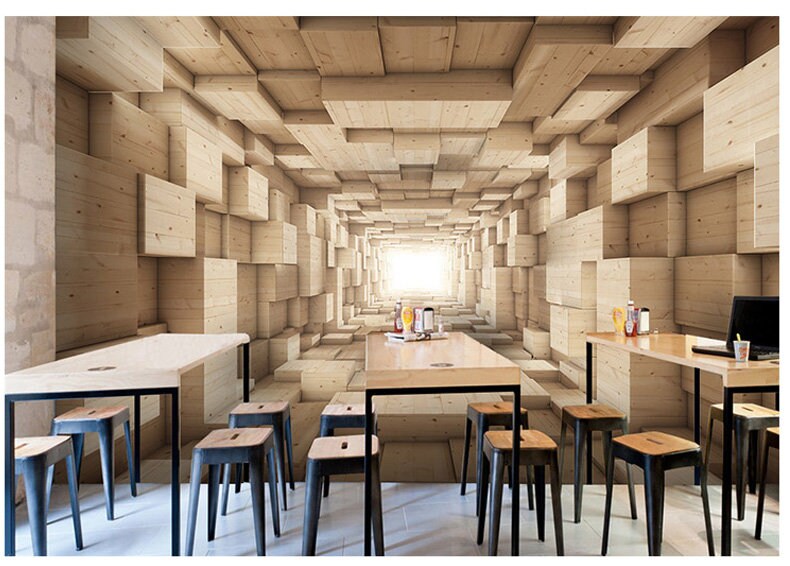 Modern Abstract Stereoscopic Space Brick Wallpaper 3D Space - Etsy