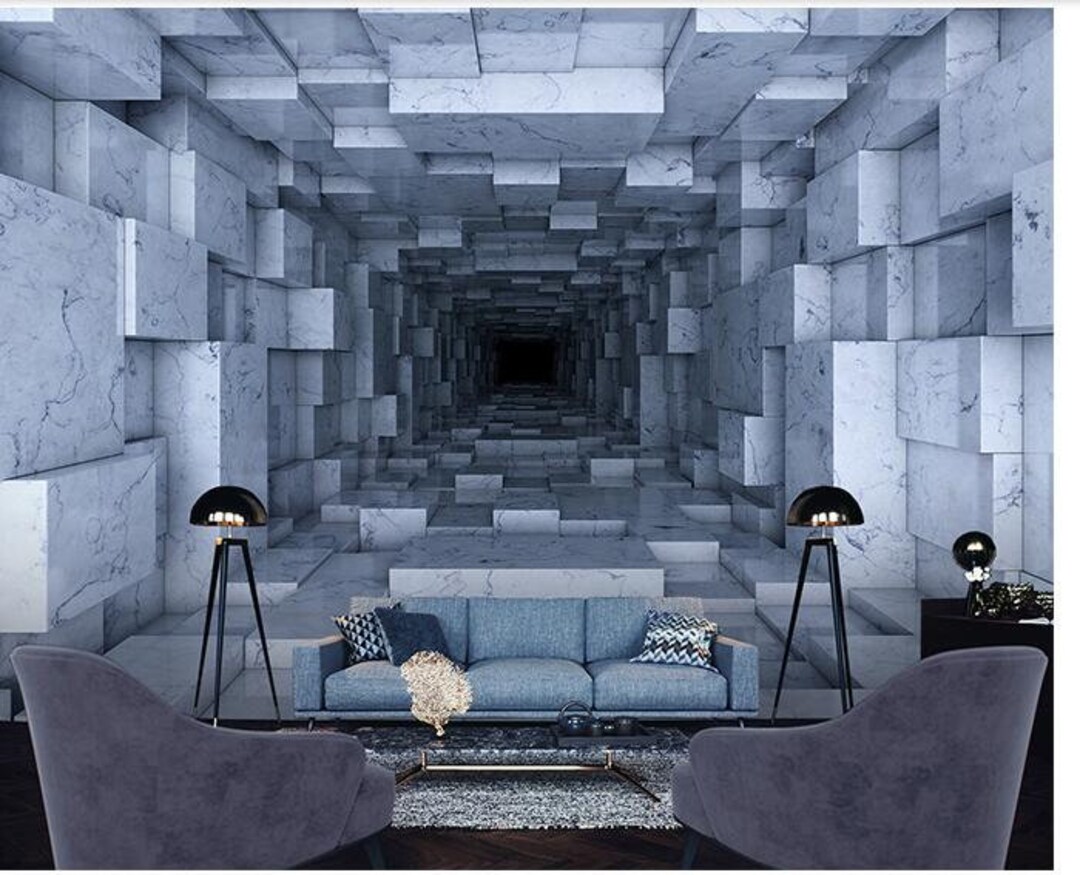 Modern Abstract Stereoscopic Space Brick Wallpaper, 3D Space Wall ...