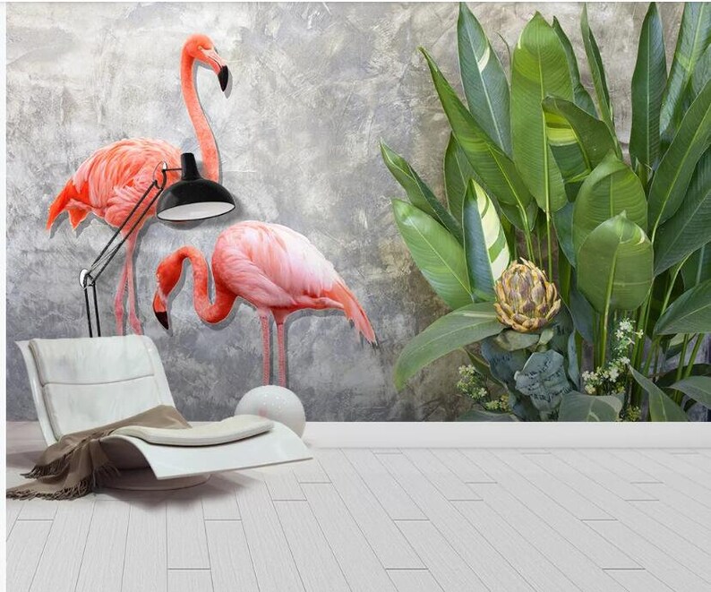 Tropical Rain Forest Leaf Tree Wall Mural Hand Painted Two - Etsy