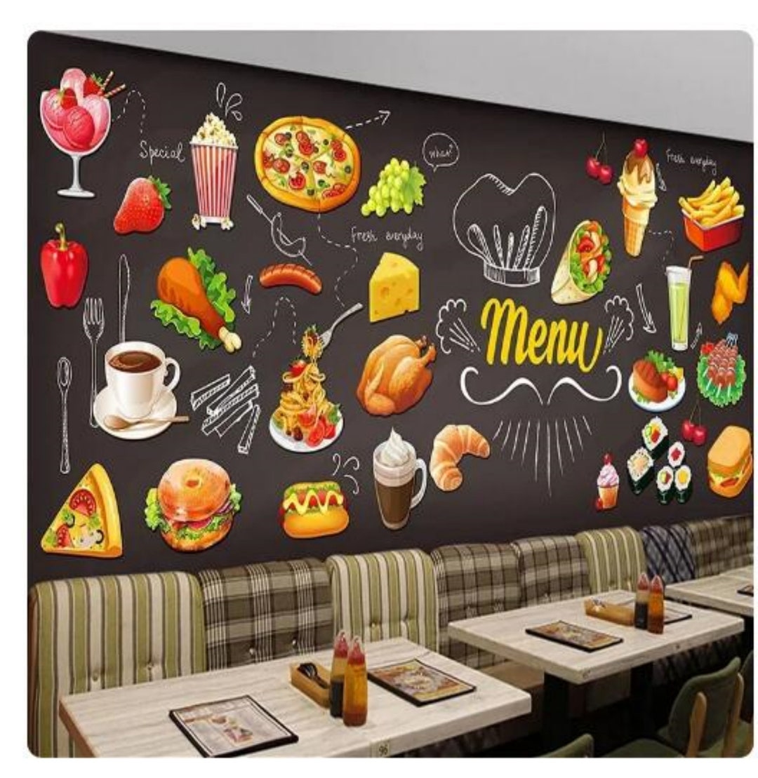 Foods Western Restaurant Fast Food Shop Wallpaper Wall Mural Home Decor ...
