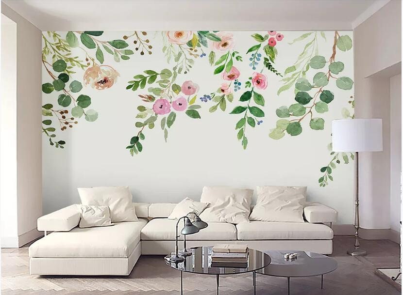 Hanging Spring Green Leaves Wallpaper Wall Mural Fresh Leaf - Etsy
